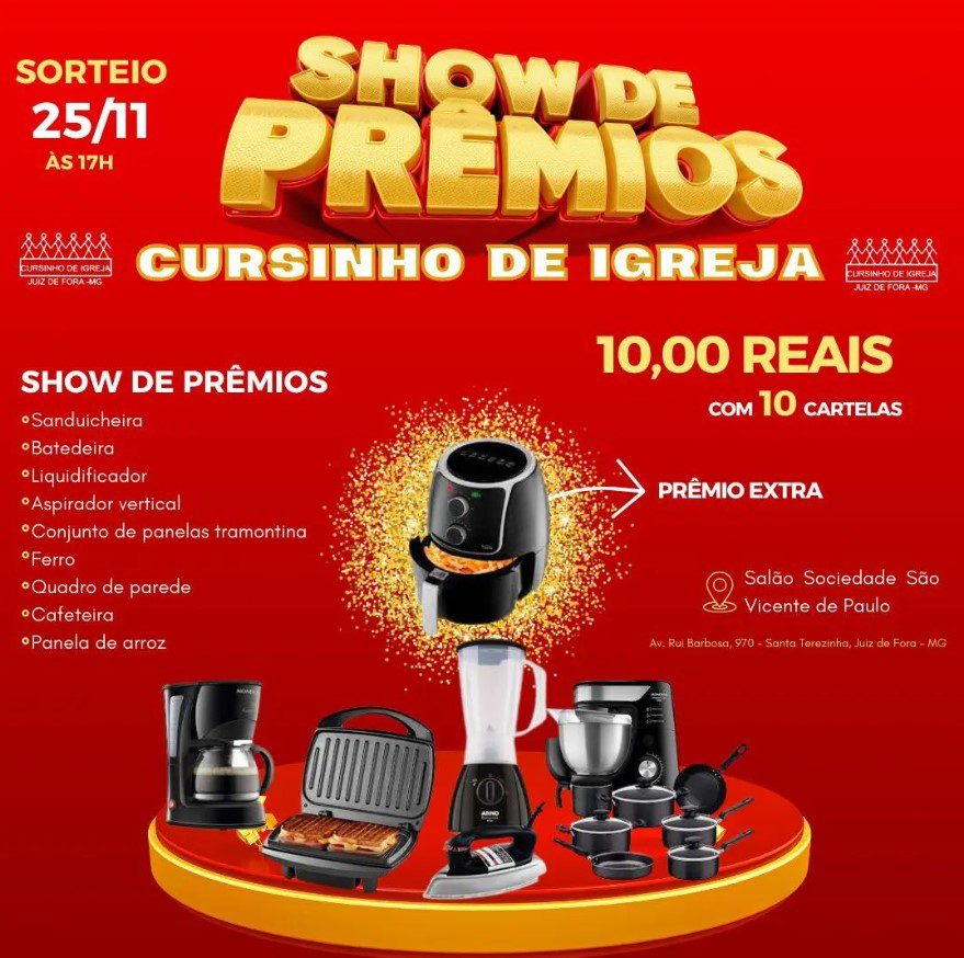 Show de prêmios do Cursinho de Igreja acontece neste sábado (25 ...